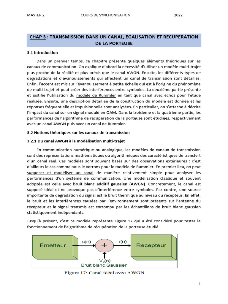 CHAP 3-Transmission-Egalisation-Recuperation Porteuse | PDF