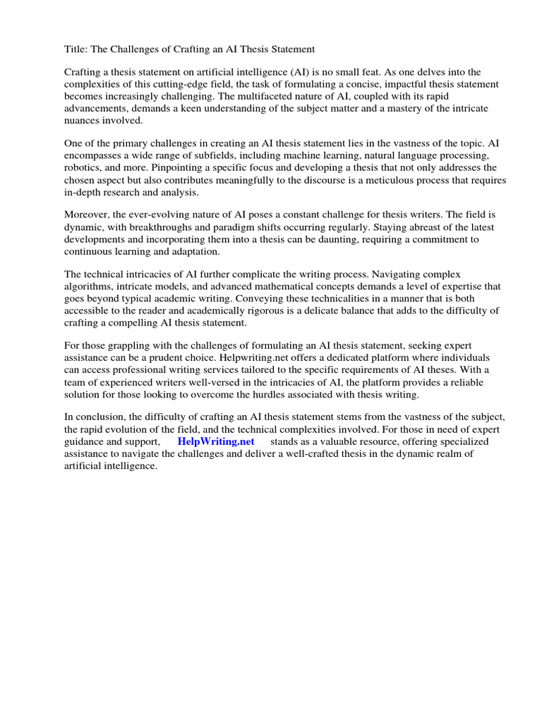 Ai Thesis Statement | PDF | Artificial Intelligence | Intelligence (AI ...