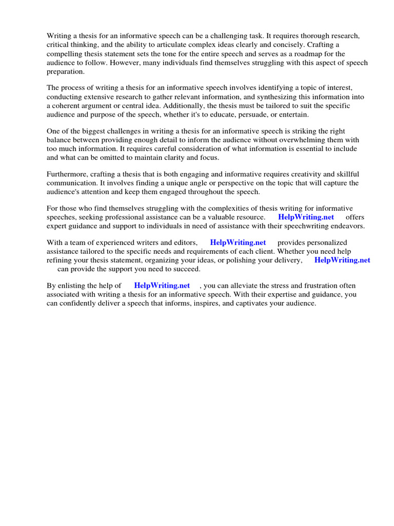 Thesis of A Informative Speech | PDF | Essays | Thesis
