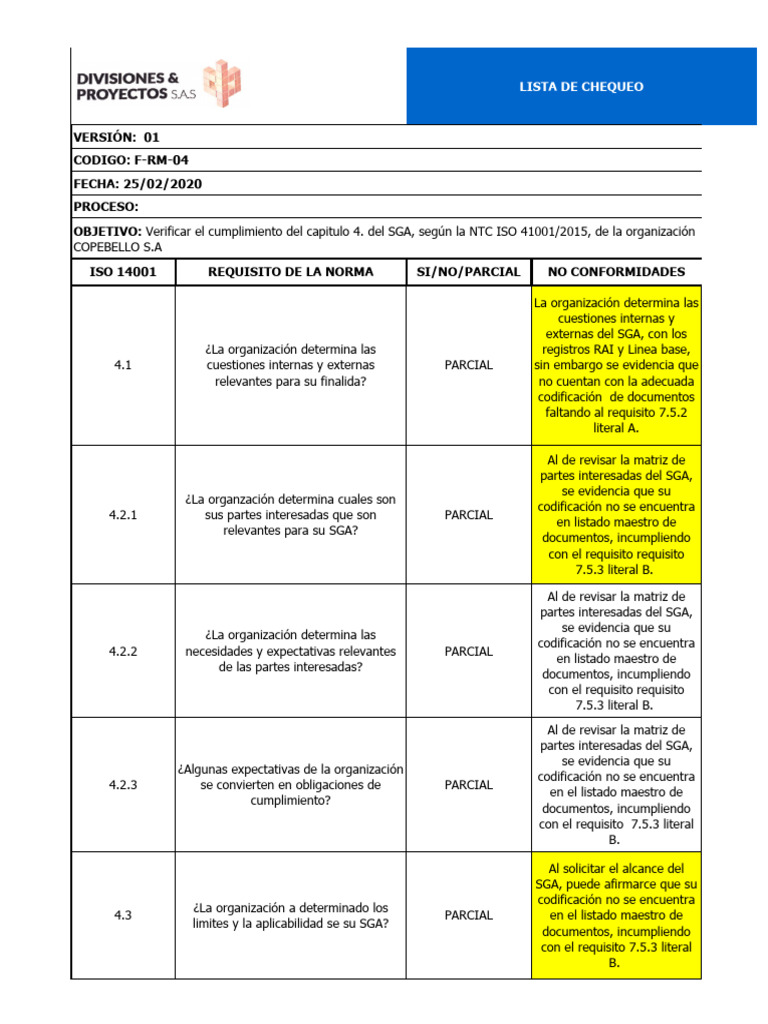 Lista de Chequeo | PDF