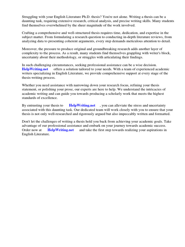 English Literature PHD Thesis PDF | PDF | Thesis | Rhetoric