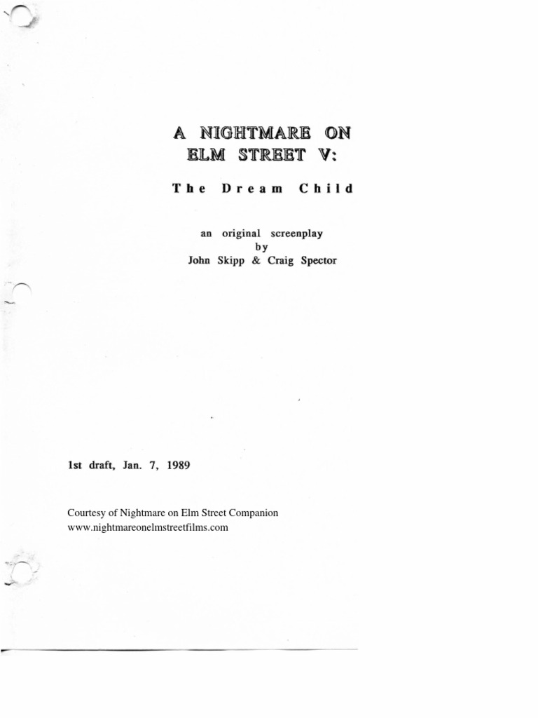 Nightmare On Elm Street 5 Original Script | PDF