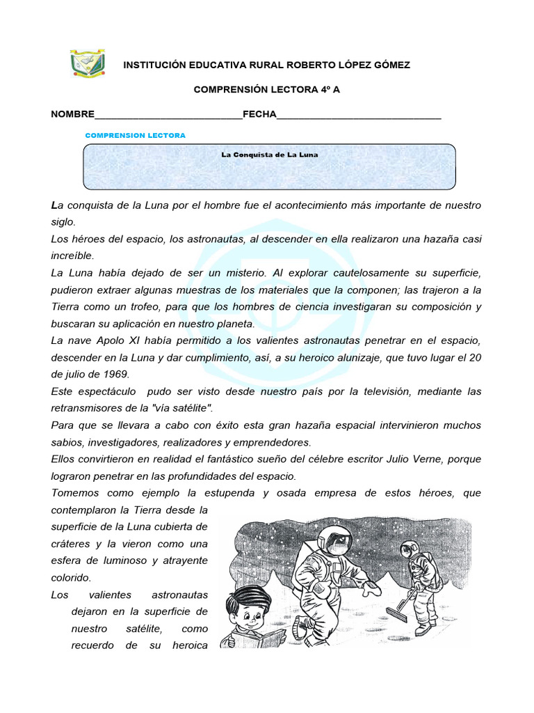 Comprensión Lectora 4ºa Feb | PDF | Luna | Astronautas