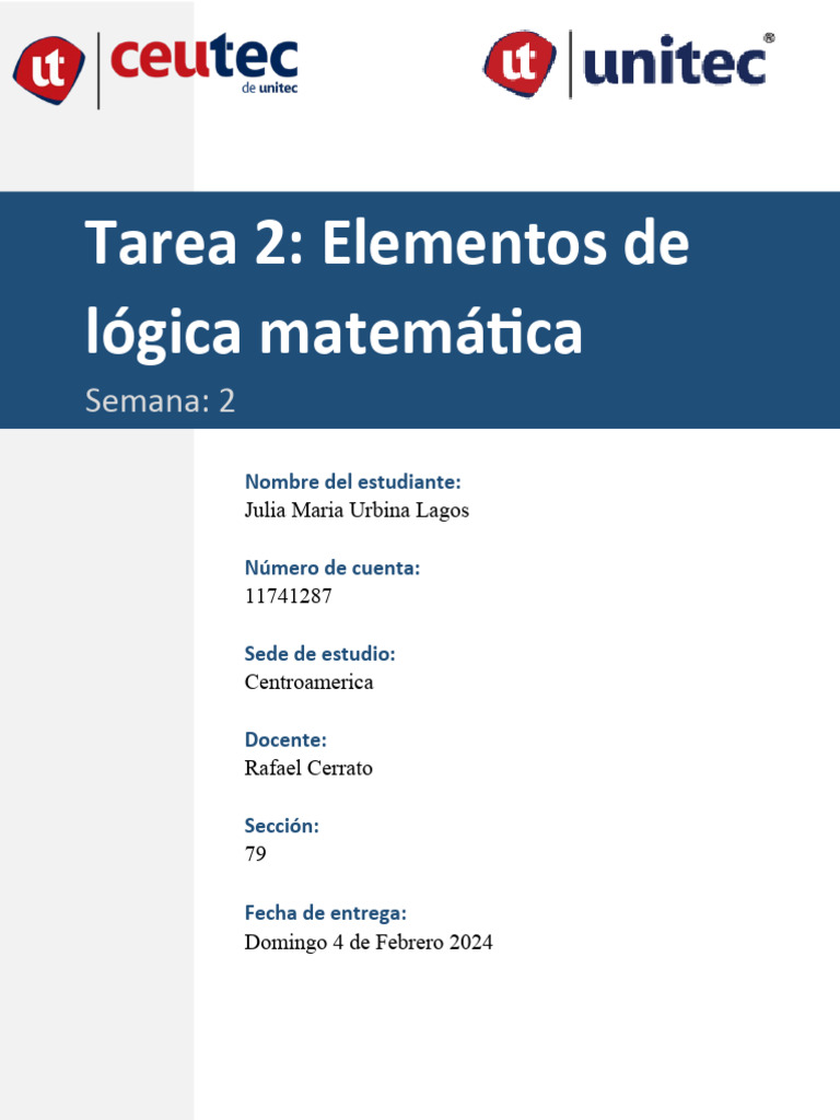 Tarea 2 Elementos de logica matematica | PDF