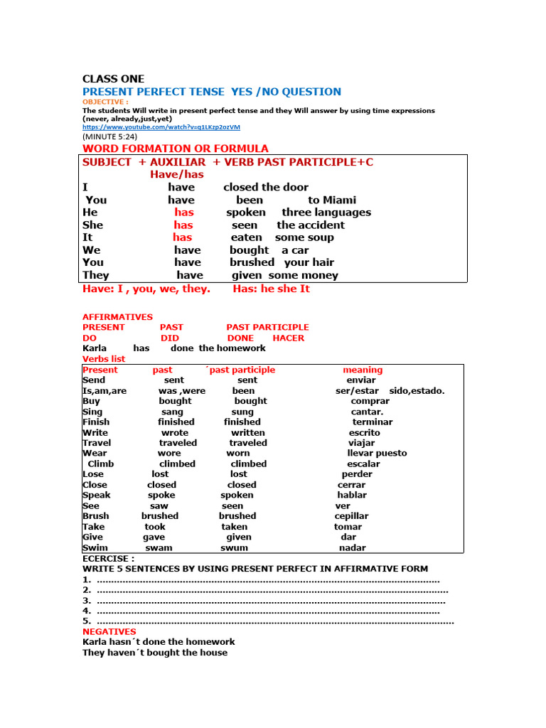 MODULE 1 | PDF | Perfect (Grammar) | Grammatical Tense