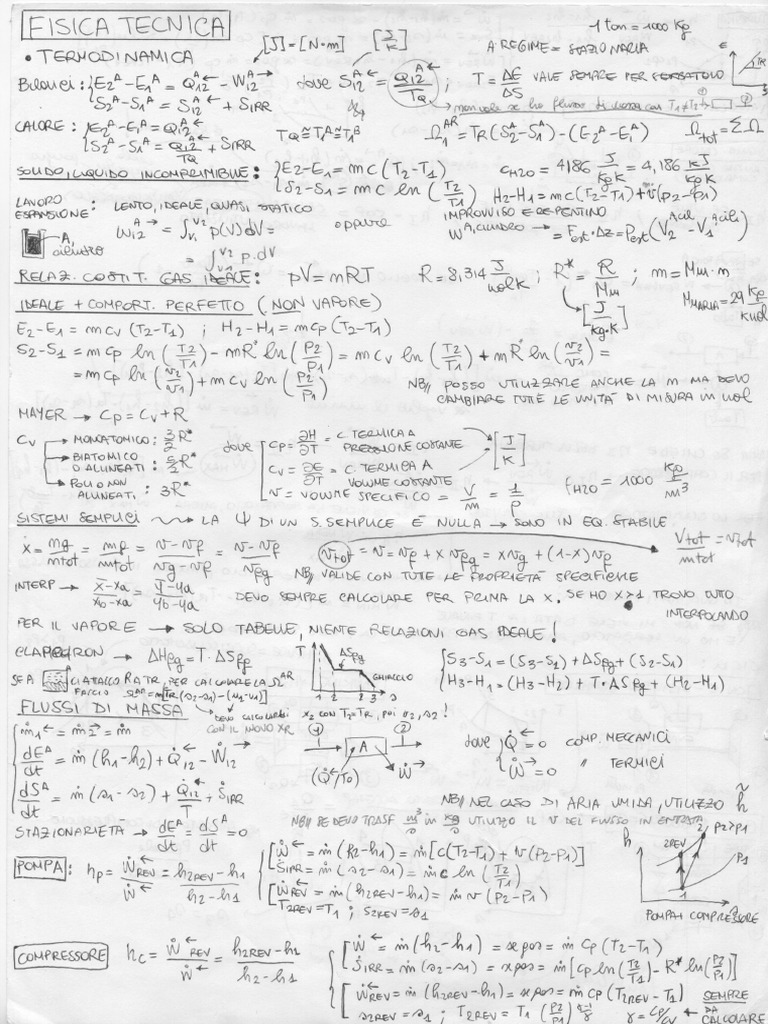 Formulario Fisica Tecnica | PDF