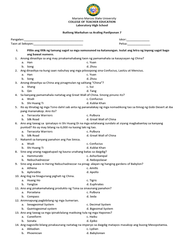 3rd Grading Ap7 | PDF