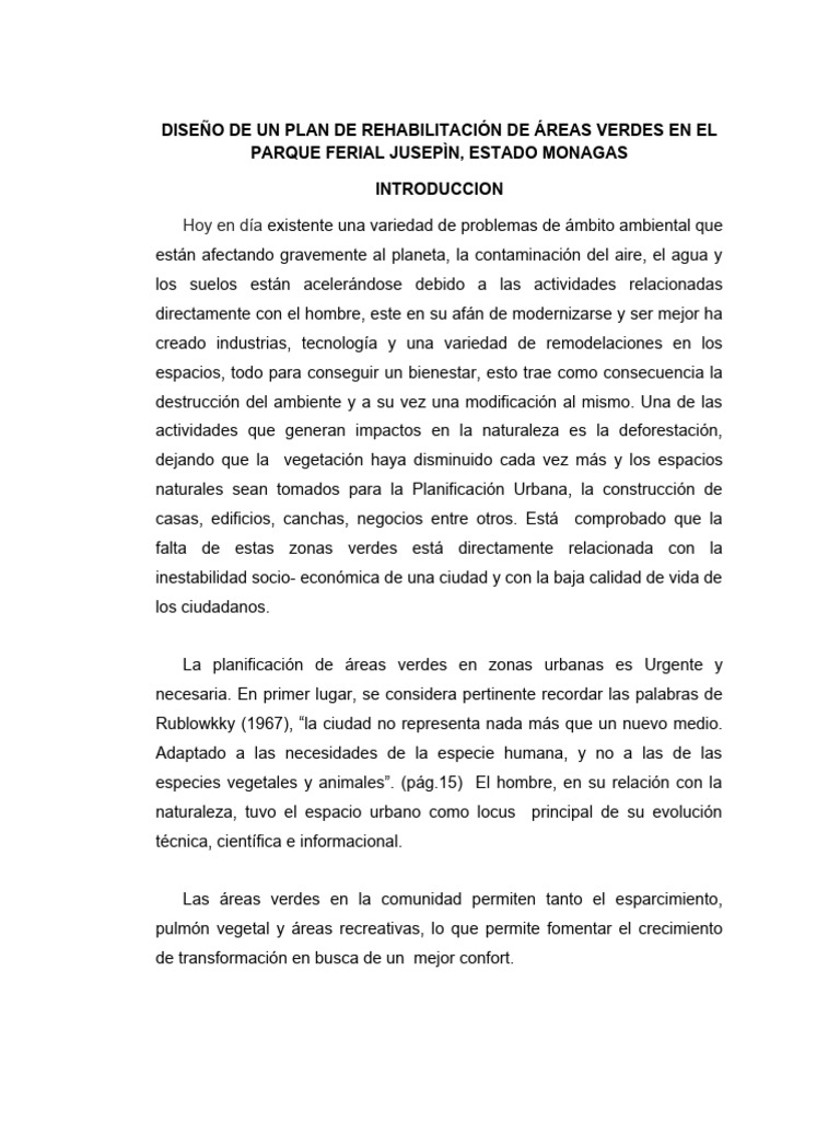 Rehabilitación de Áreas Verdes en Jusepín | PDF | Ciencia y matemáticas