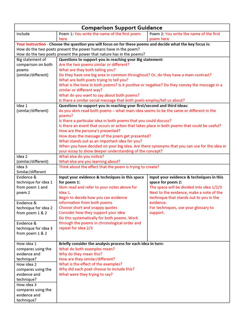 Comparison Support Questions and Document | PDF