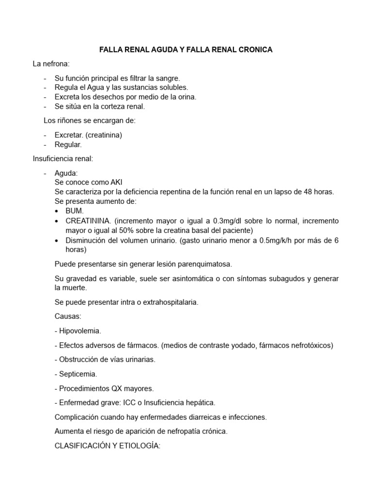 Falla Renal Aguda y Falla Renal Cronica | PDF