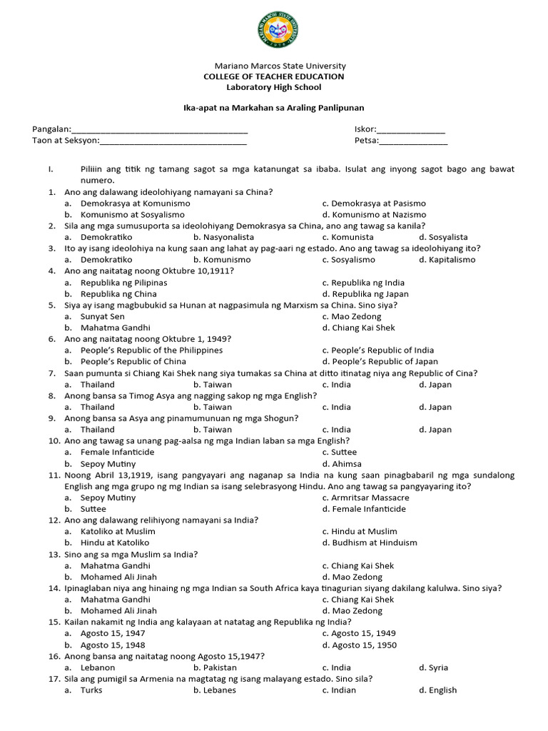 4th Grading Ap7 | PDF