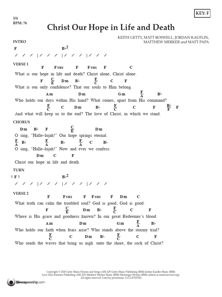 Christ Our Hope-Chord Chart-F | PDF | Song Structure | Songs