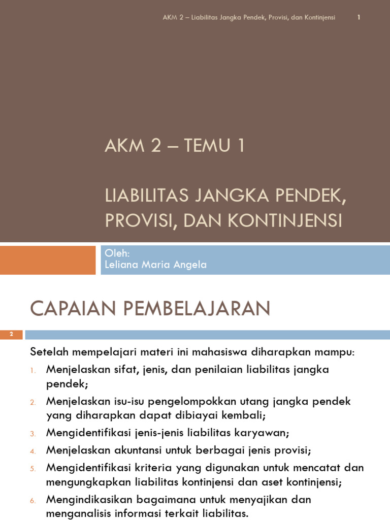 Akm 2 - 2021 Liabilitas Jangka Pendek, Provisi, & Kontinjensi | PDF
