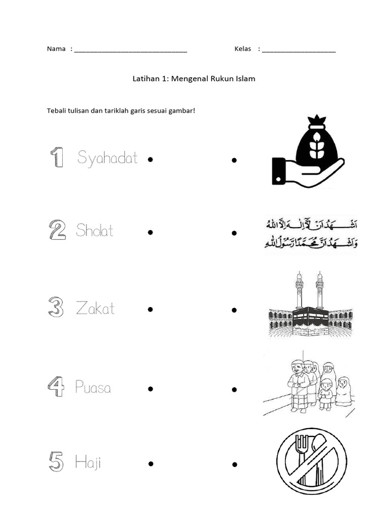 Latihan Mengenal Rukun Islam Kelas 1 | PDF | Pengembangan Diri