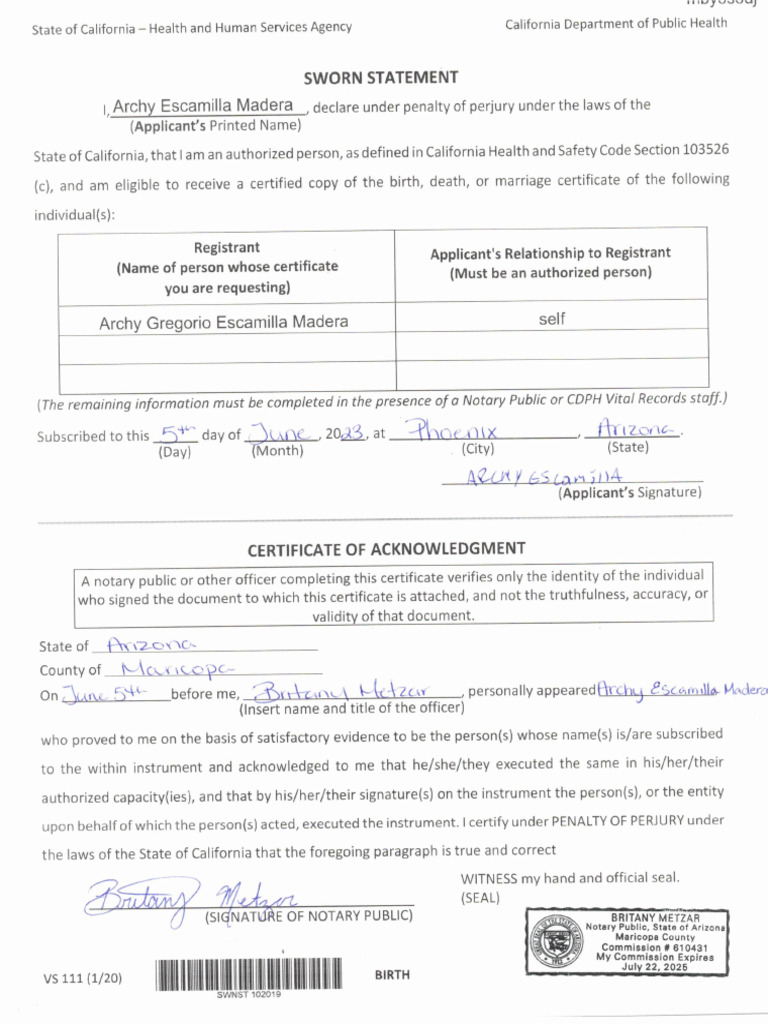 Public Health Statement Notary | PDF