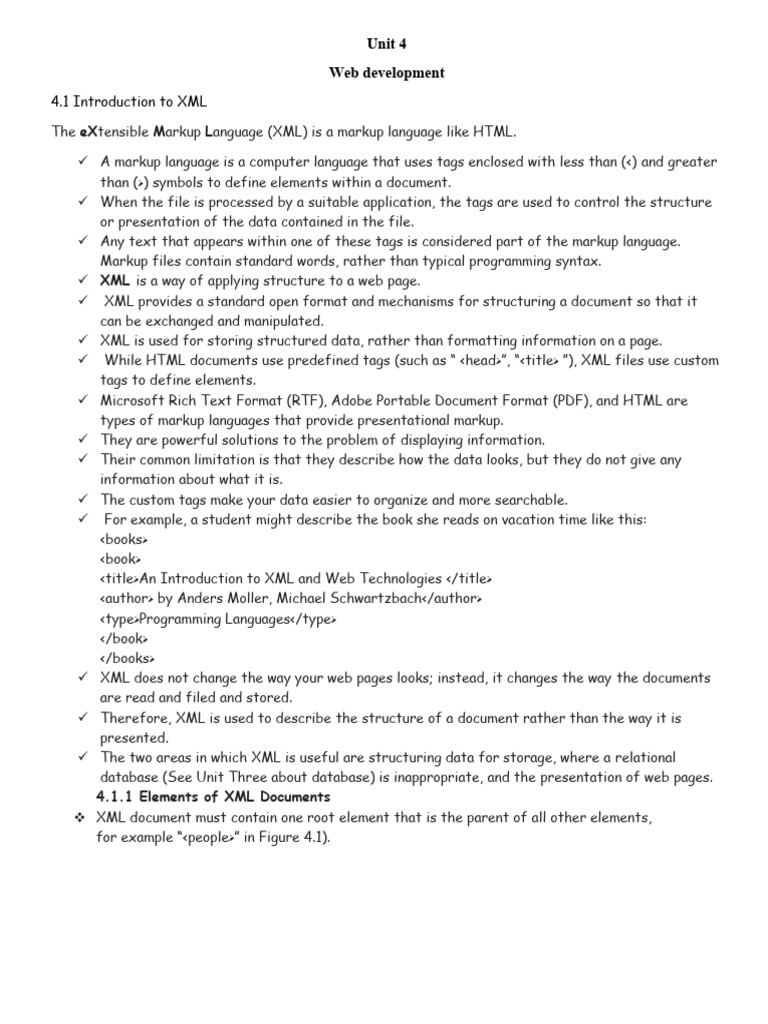 IT g12 Unit 4 Note 1 | PDF | Xml | Markup Language