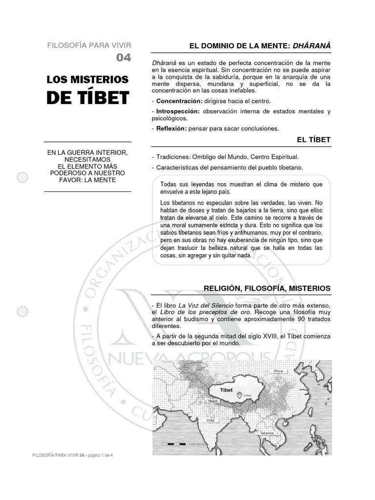 Tema 04 Los Misterios Del Tibet | PDF | Helena Blavatsky