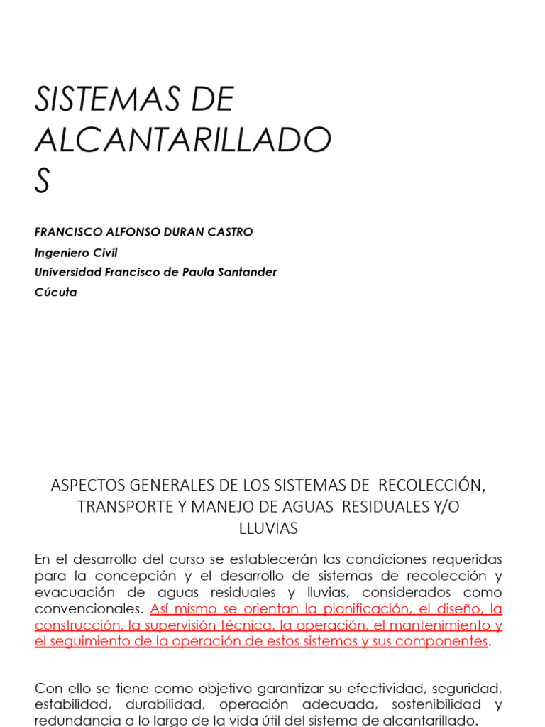 1-Sistemas de Alcantarillados | PDF | Alcantarillado | Tratamiento de aguas residuales