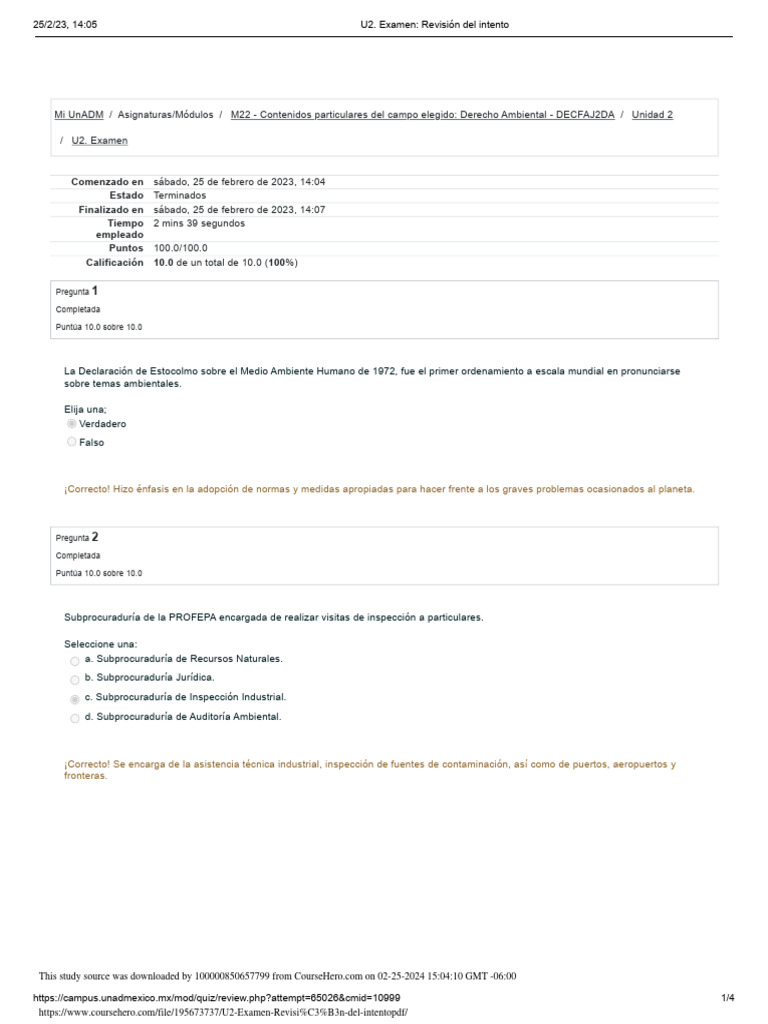 U2. Examen Revisi N Del Intento PDF | PDF