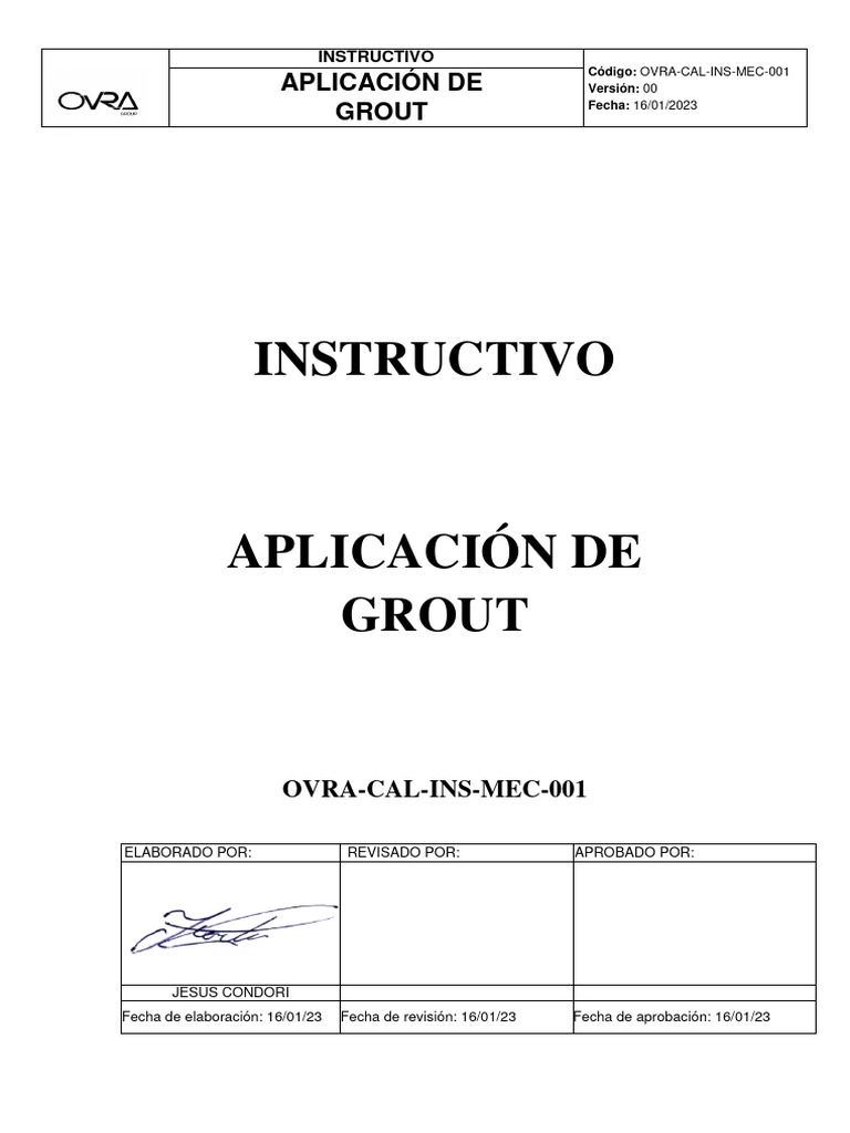 Instructivo-Aplicación de Grout | PDF | Albañilería | Ingeniería estructural
