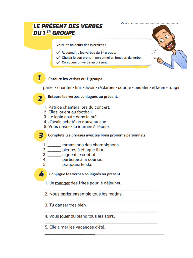 Les Présent Des Verbes Du 1er Groupe | PDF
