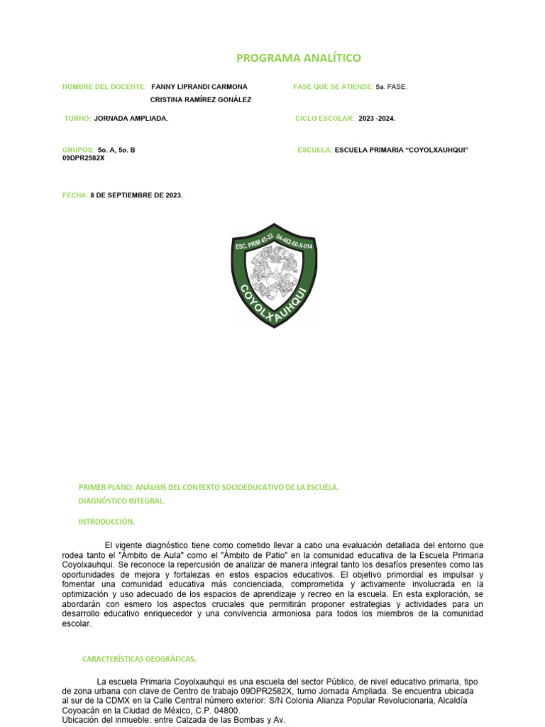 Programa Analítico | PDF