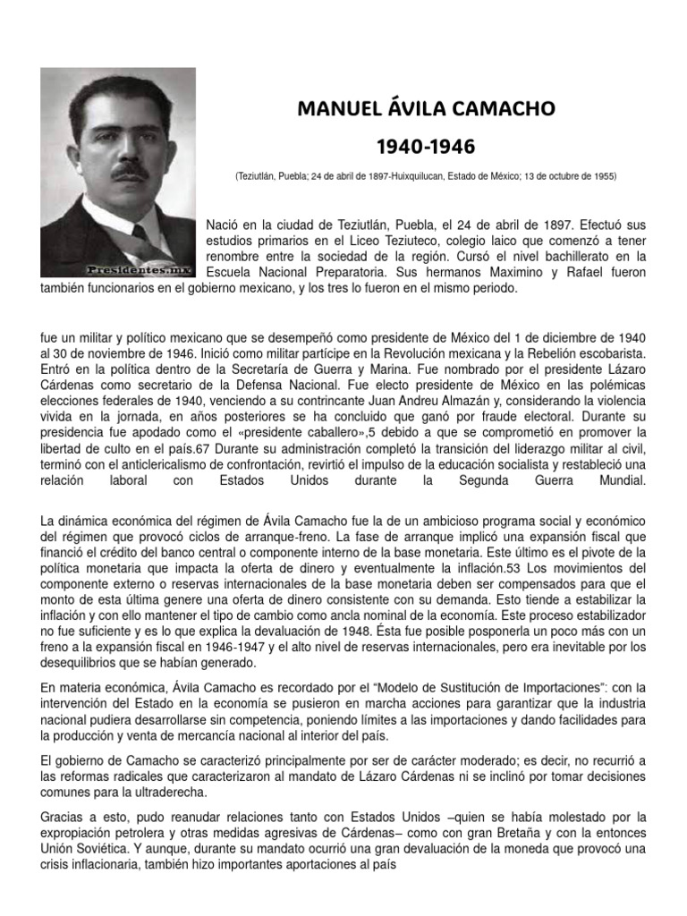 Presidentes 1940-2023 | PDF | México | Economias Presidentes 1940-2023 | PDF | México | Economias