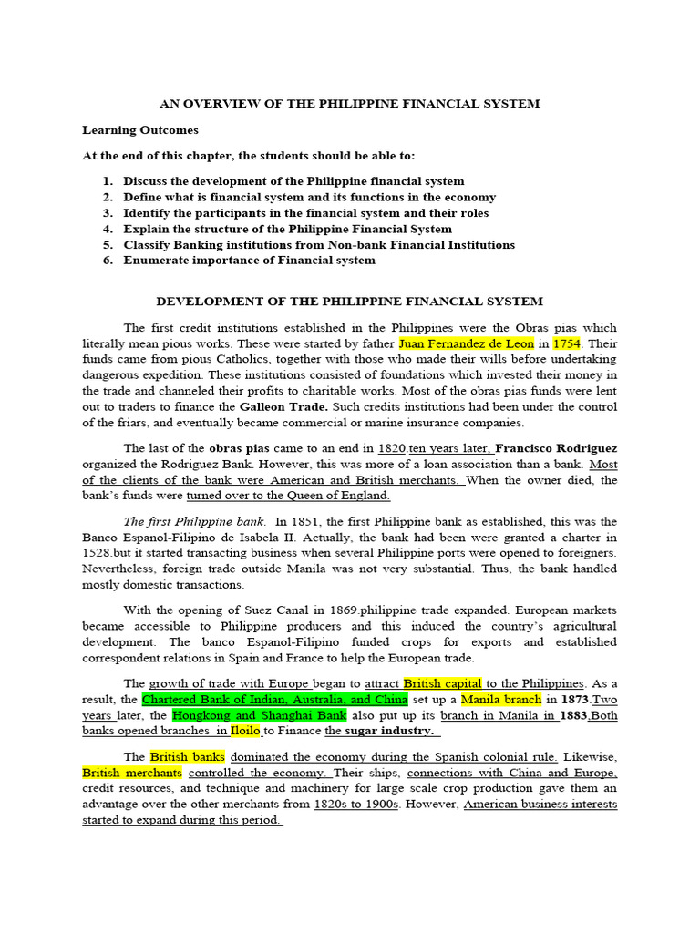 Chapter 1 Overview of Philippine Financial System | PDF | Securities ...