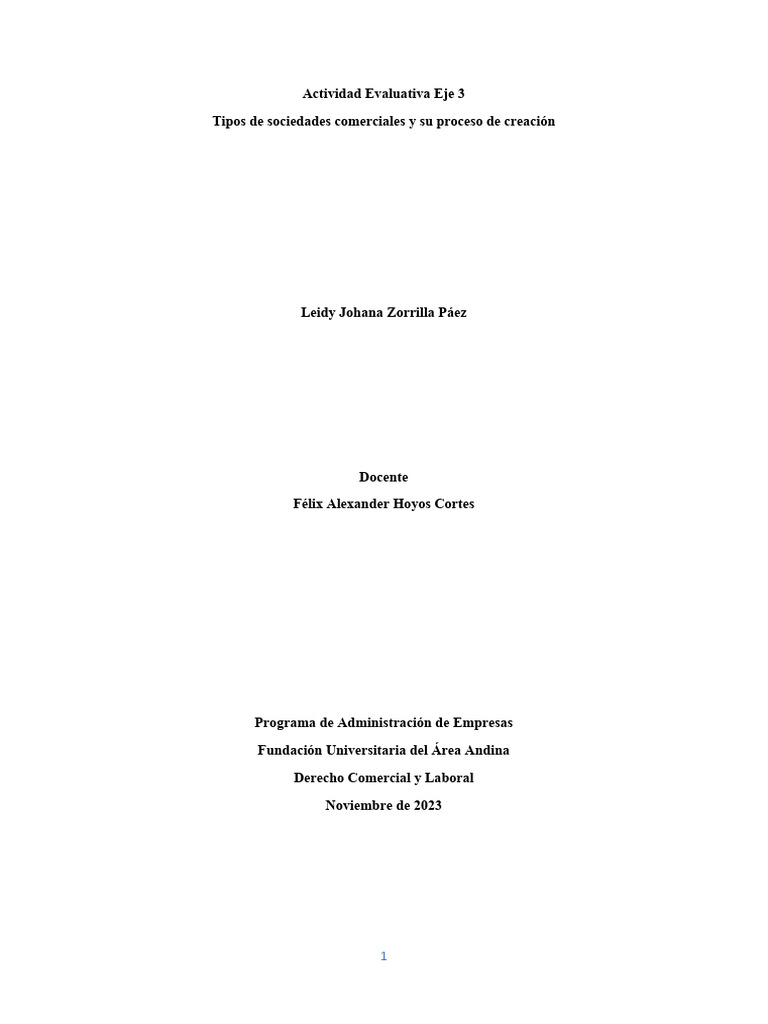Actividad Evaluativa Eje 3 | PDF | Business | Negocios económicos