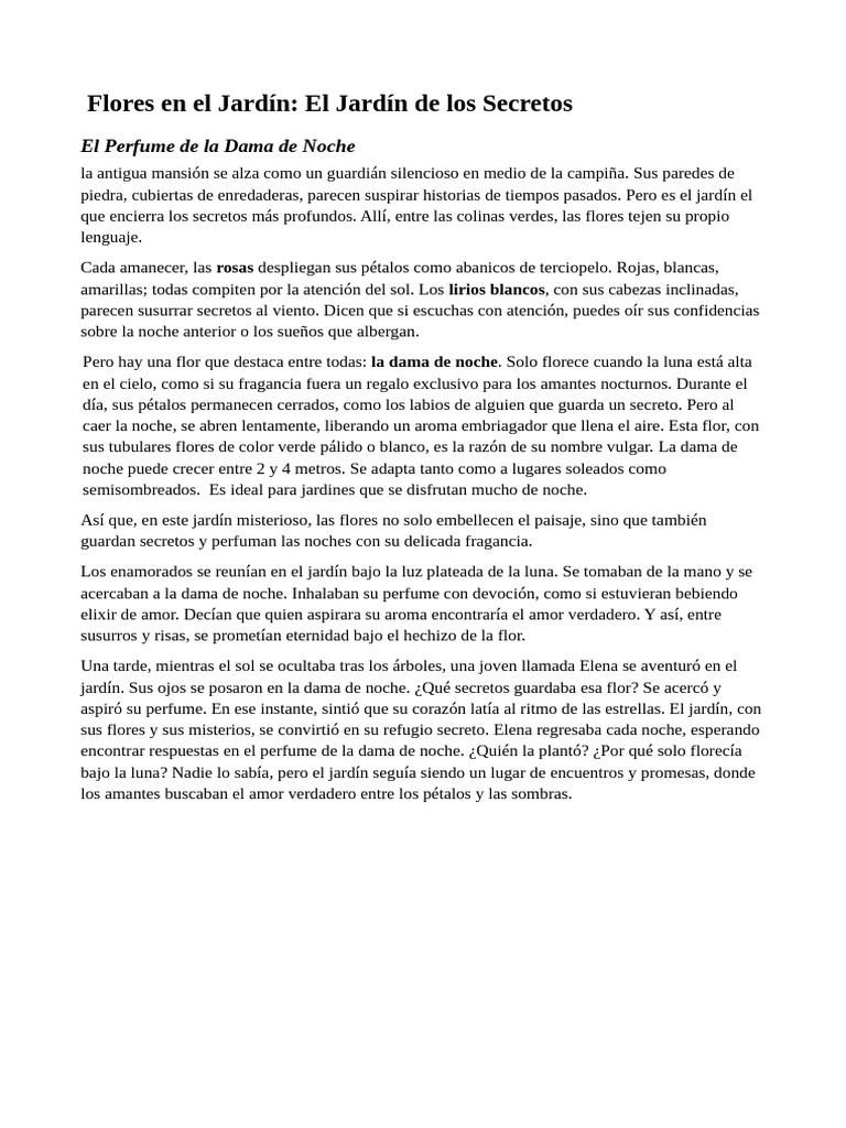 Flores en El Jardín El Jardín de Los Secretos 1.2 | PDF | Perfume | Flores