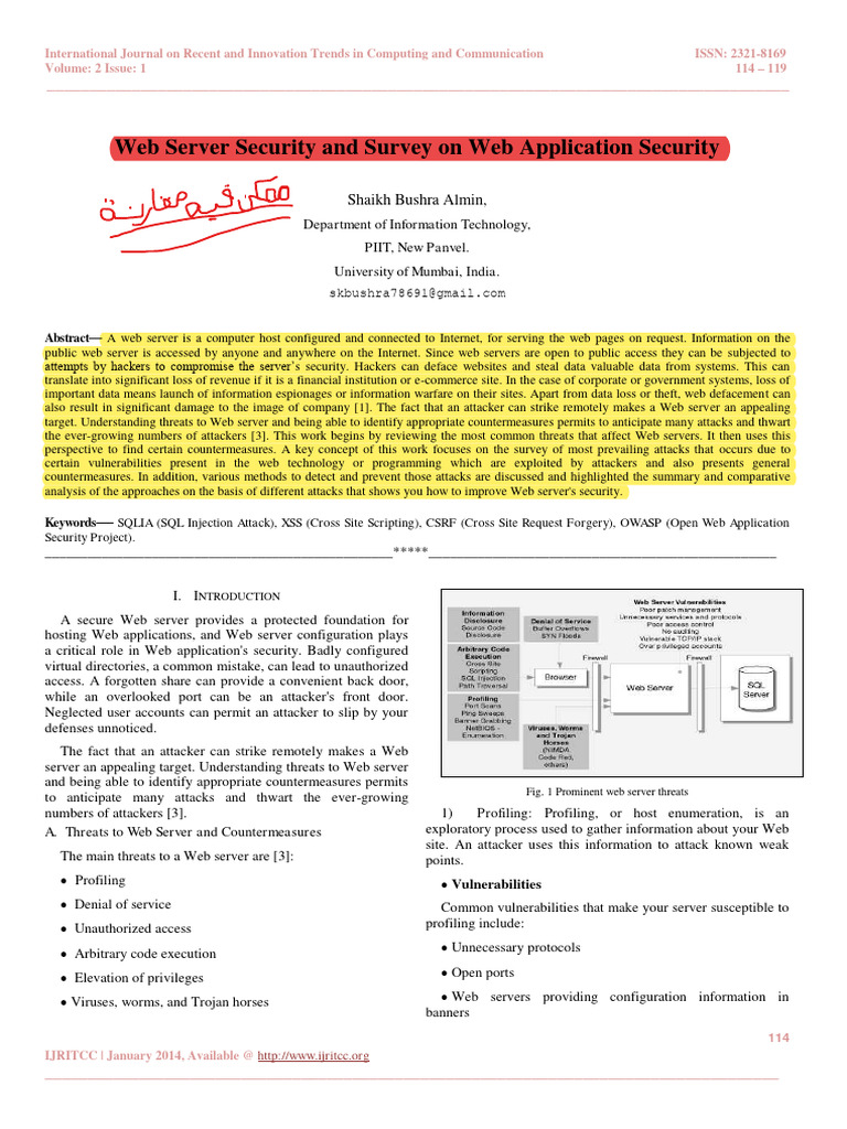 Web Server Security And Survey On Web Application Security Pdf