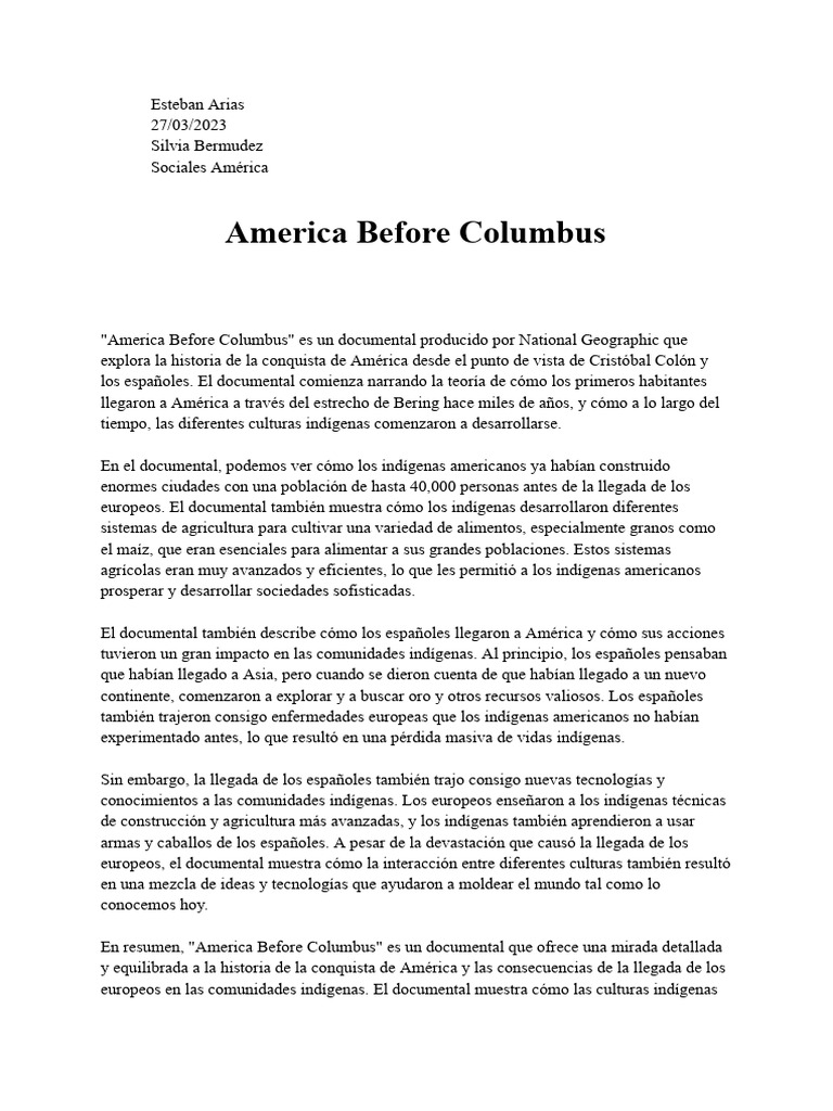 America Before Columbus | PDF | Viajes y turismo