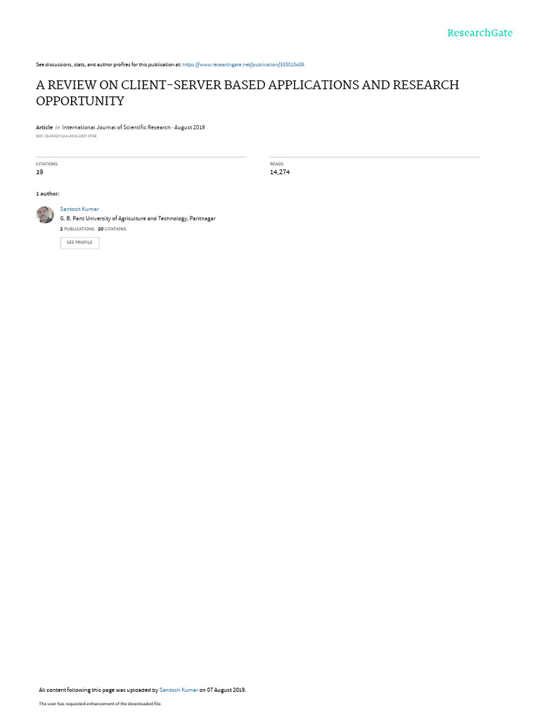 A Review On Client-Server Based Applications and Research Opportunity | PDF | Client–Server ...