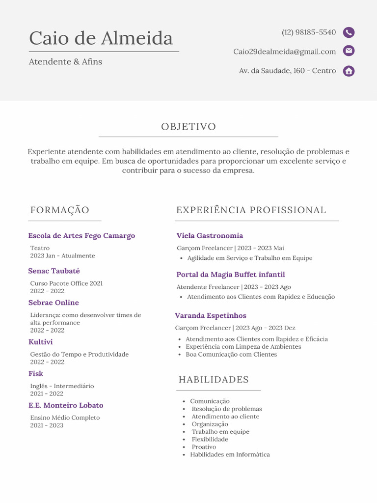 Currículo Caio 2023 | PDF