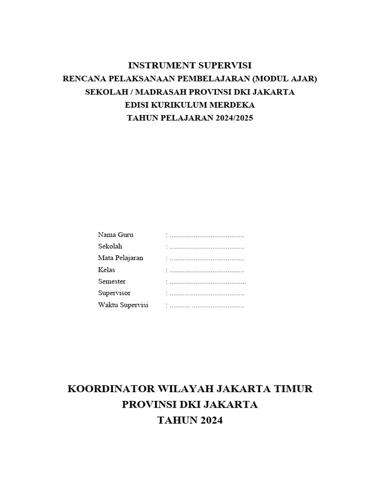 Instrumen Supervisi Modul Ajar | PDF