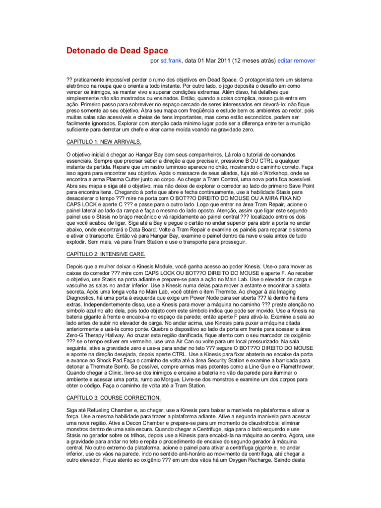 Monstros e Capítulos de Dead Space | PDF