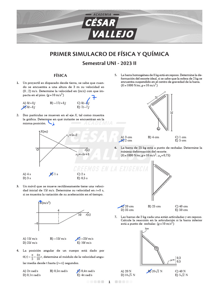1 Simulacro SUNI FYQ | PDF | Electrón | Tabla periódica
