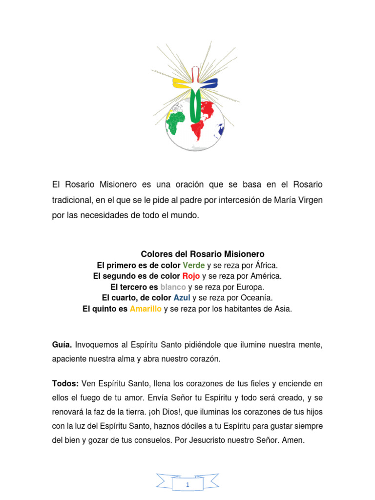 Rosario Misionero: Guía y Misterios Luminosos | PDF