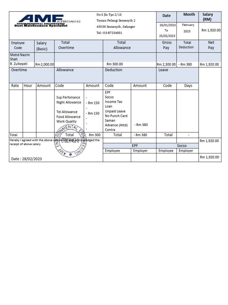 February 2023 Salary Slip Summary | PDF | Business | Money