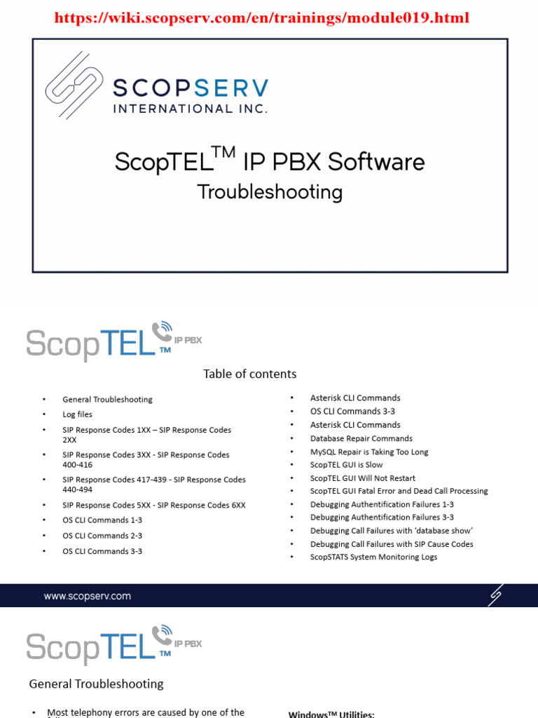 Scoptel IP PBX Software Troubleshooting - Module 19 ScopTEL Troubleshooting | PDF | Session ...