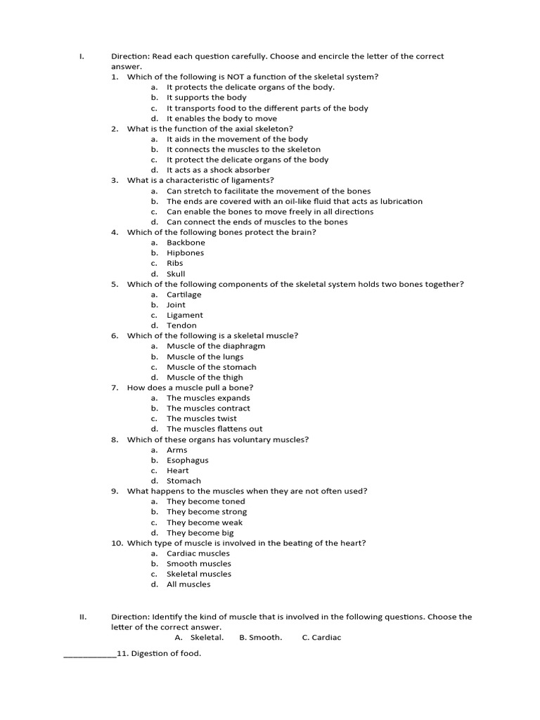 Skeletal System Quiz and Answers | PDF | Skeleton | Digestion