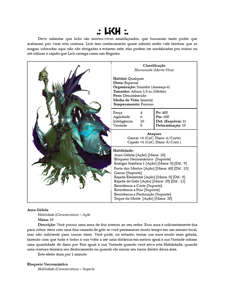 Criatura - Lich | PDF