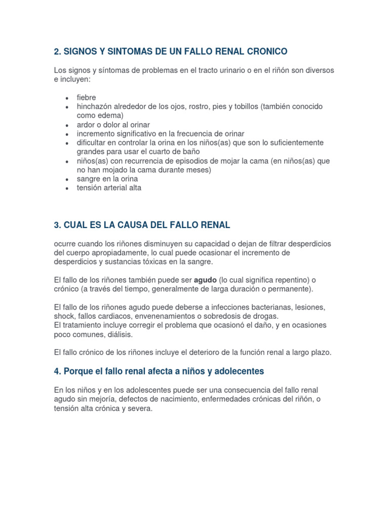 Fallo Renal | PDF | Riñón | Enfermedades y trastornos humanos