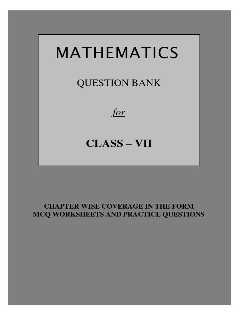 Maths class 7 question bank | PDF | Numbers | Integer