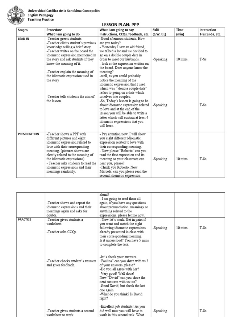 PPP Lesson Plan | PDF