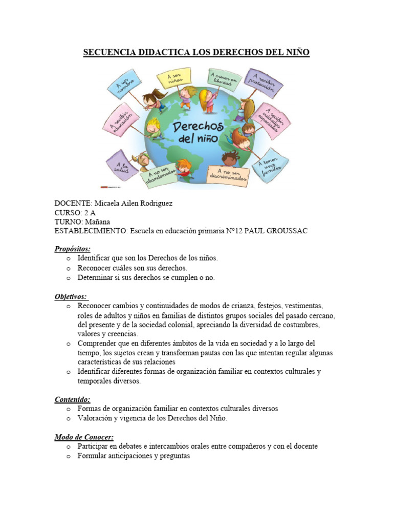 Secuencia Didactica Para Quinto Grado