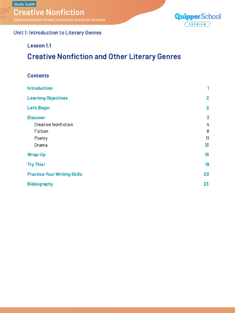 Creative Non Ction and Other Literary Genres | PDF