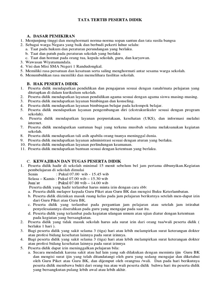 TATA TERTIB SMANRA 2023-2024 | PDF