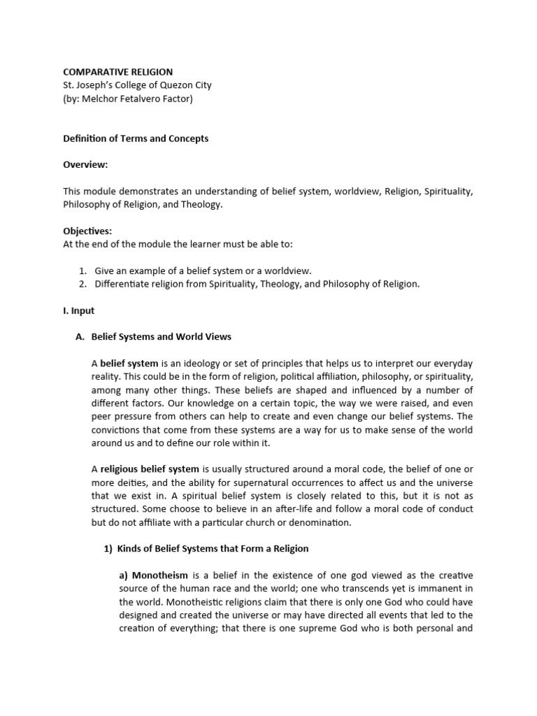 Intro to Comparative Religion | PDF