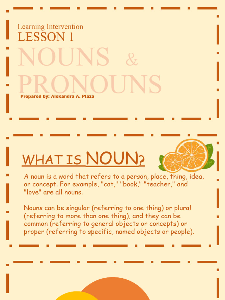 Nouns and Pronouns: A Comprehensive Guide | PDF | Language Arts ...